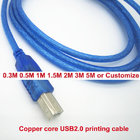 Copper Core 64 Braids OD 5.0mm Printer Data Cable Square Port USB2.0