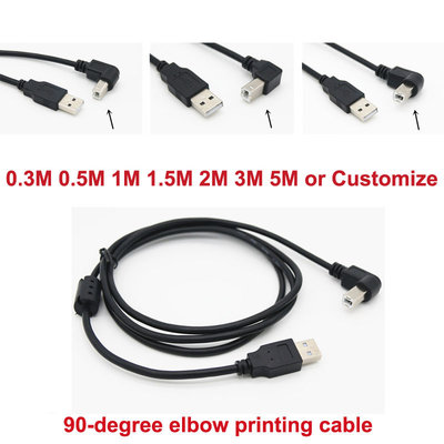 USB1.1 90 Degree 5m Printer Extension Cable Left Right Elbow Cable OD 4.5mm