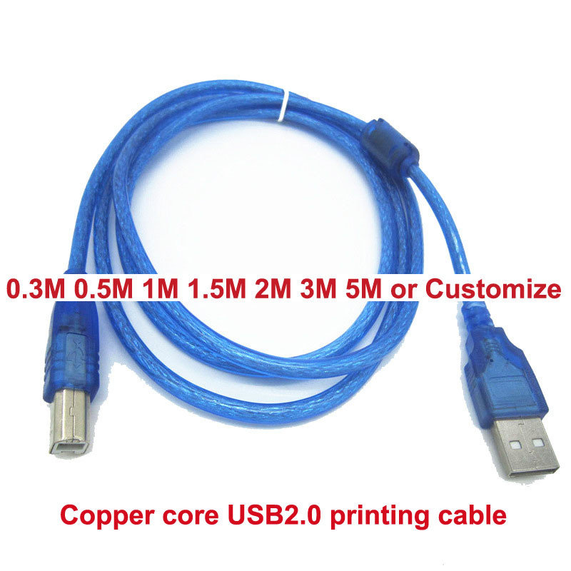 Copper Core 64 Braids OD 5.0mm Printer Data Cable Square Port USB2.0